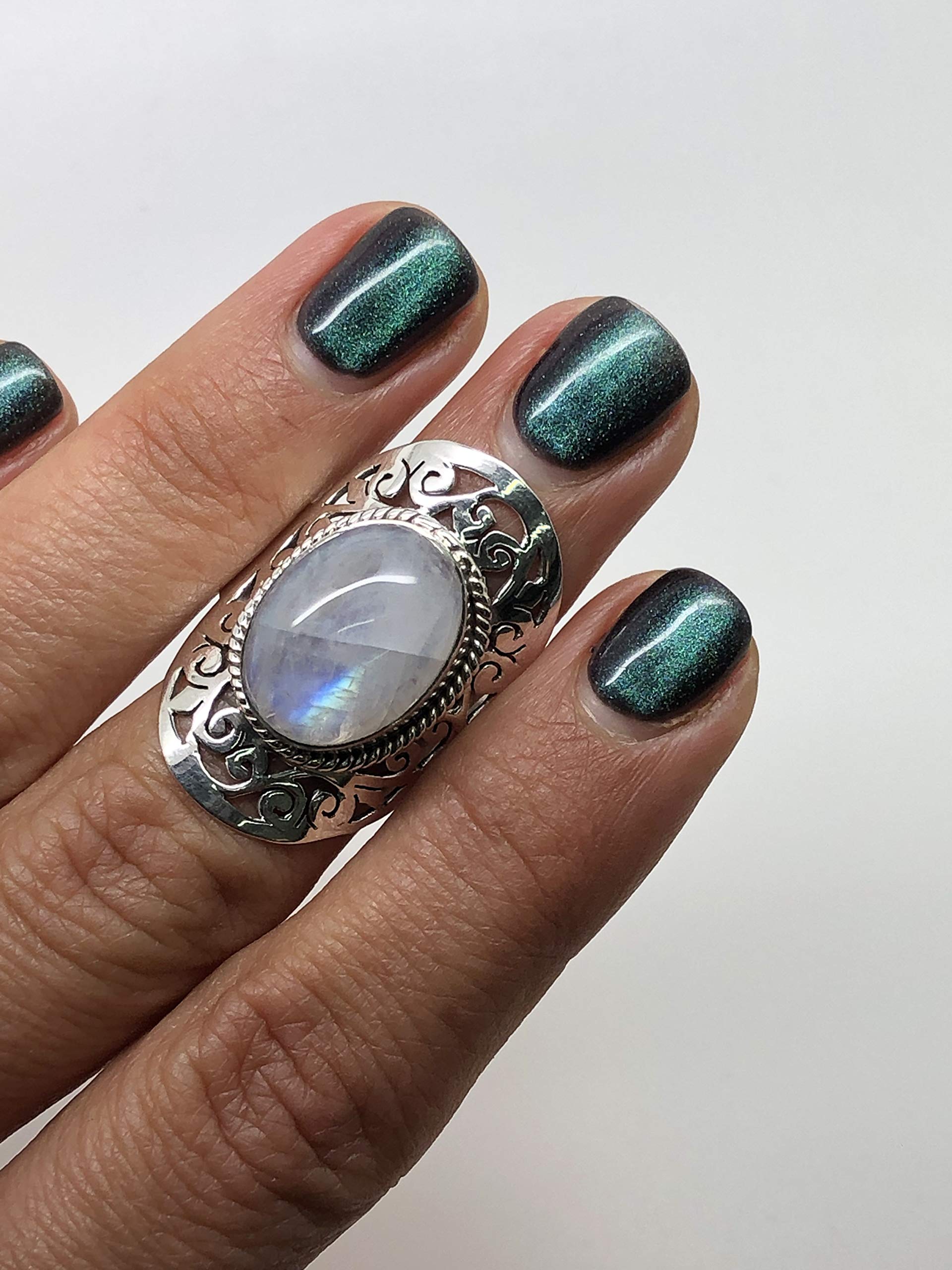 Koral Jewelry Moonstone Tribal Vintage Lace Ring 925 Sterling Silver Gipsy Boho Chic (7)