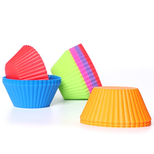 Yvnicll Silicone Baking Cups, Silicone Cupcake Liners Baking Cups Reusable Muffin Liners Non-Stick Cup Cake Molds Set,Muffin Liners - Pack of 24