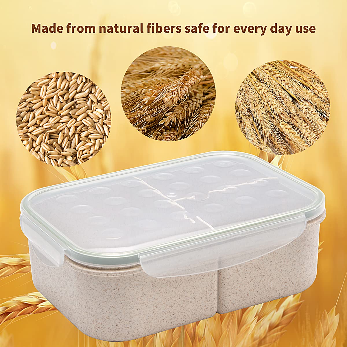 MISS BIG® Lunch Box,Bento Box,Bento Box for Adults,Bento Lunch Box for Adults,Leak Proof,No BPAs and No Chemical Dyes,Dishwasher and Microwave Safe Lunch Containers for Adults (White L)