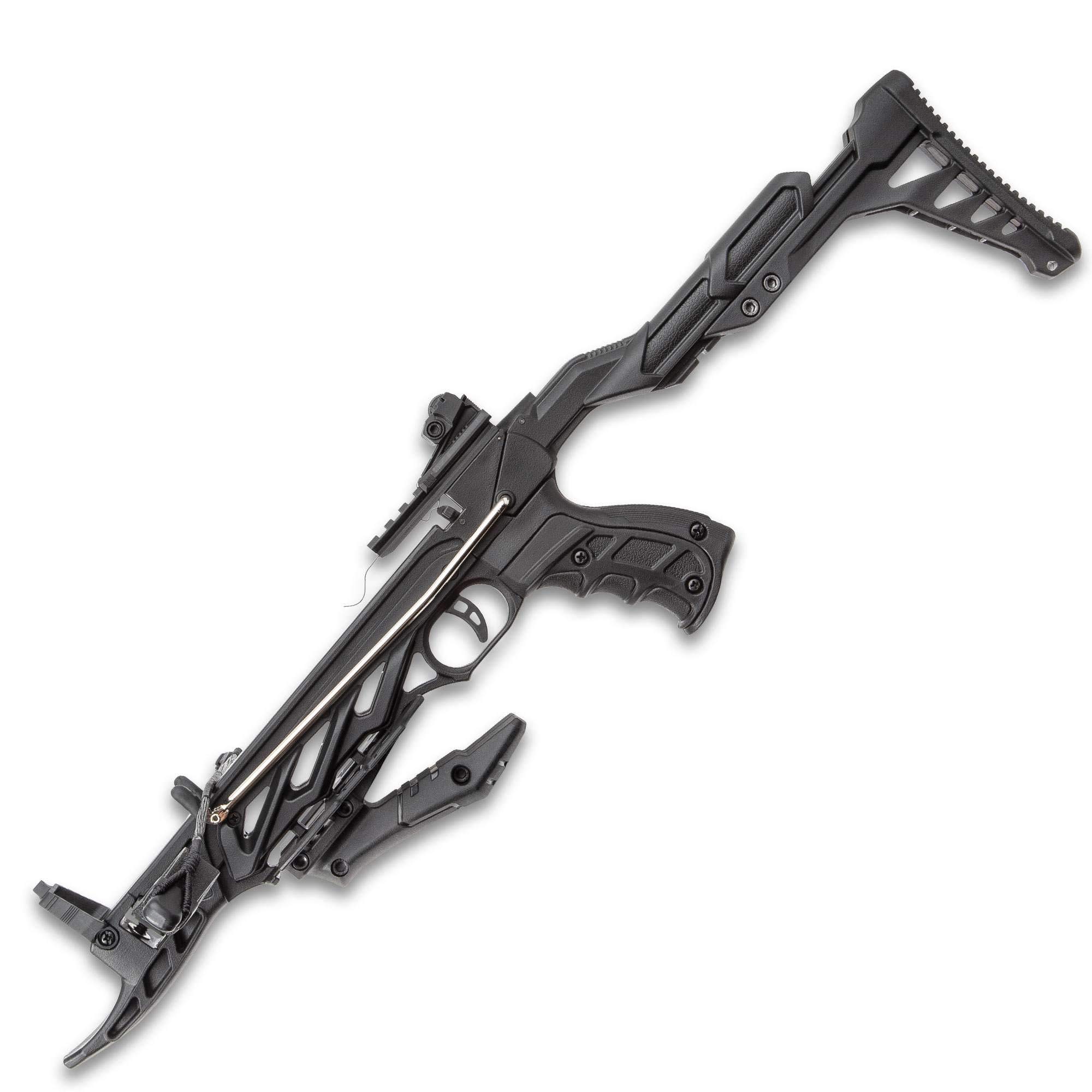 M48 Hell Hawk Self-Cocking Assault Crossbow Pistol - Lightweight Fiberglass Limbs, TPR Grip, 80-LBS Draw Weight, Picatinny Rail, Includes Bolts - Perfect for Hunters - Crossbow Pistol Length 24"