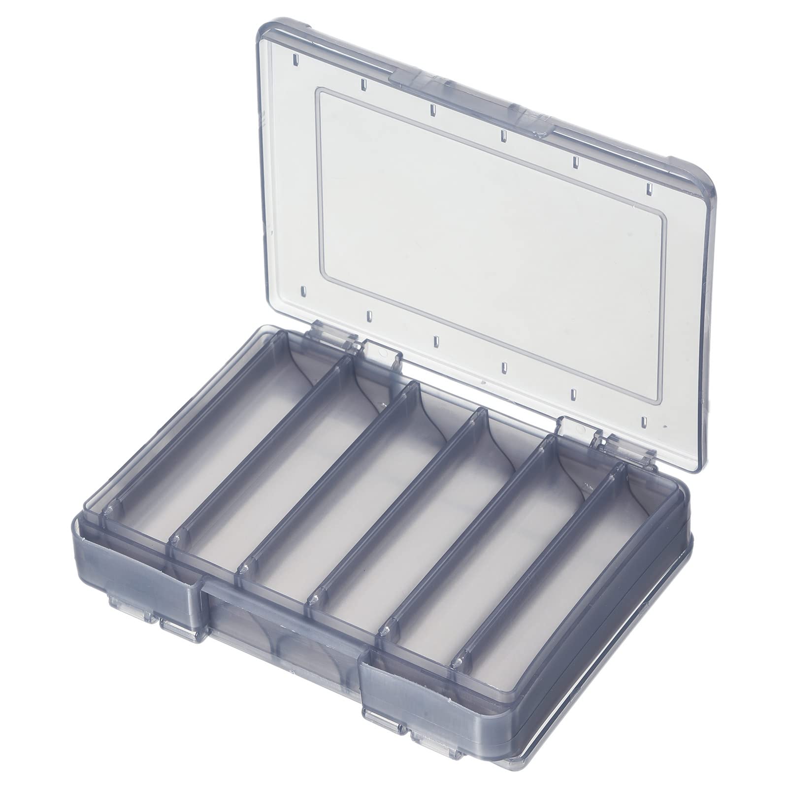 PATIKIL Two-Sided Plastic Box Fishing Lure Storage Container 12 Grids Fish Tackle Organizer, Gray