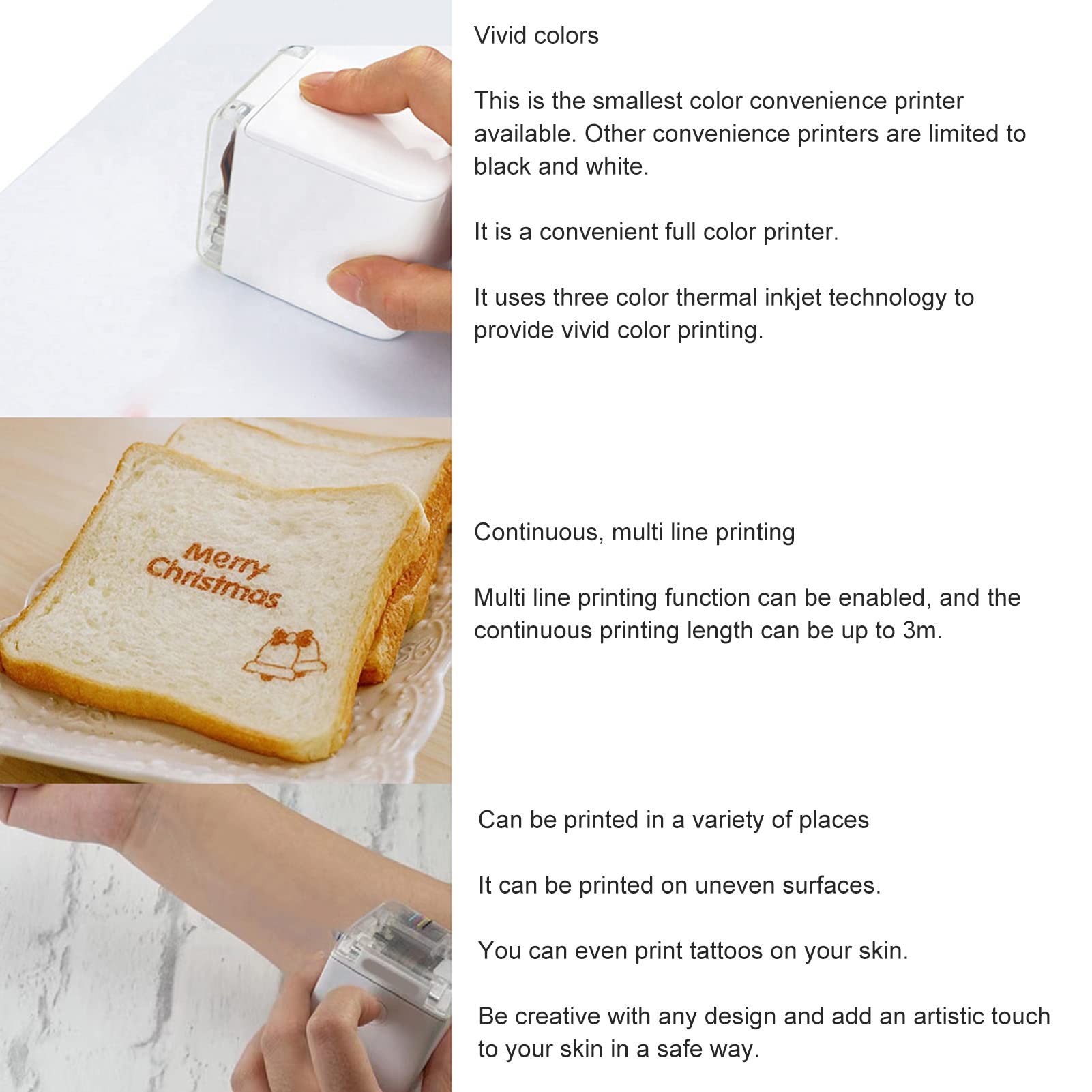LMOLING Edible Inkjet Food Printer, with Speed 6.4Ppm, Handheld Food Printer with 1200X1200dpi, Cake Printer with WiFi (2.4G) USB, Lithium Battery 850mAh