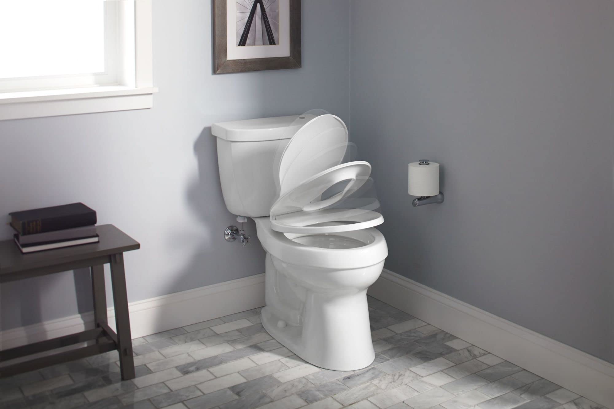 KOHLER K-2599-0 Transitions Nightlight Quiet-Close with Grip-Tight Toilet Seat, White