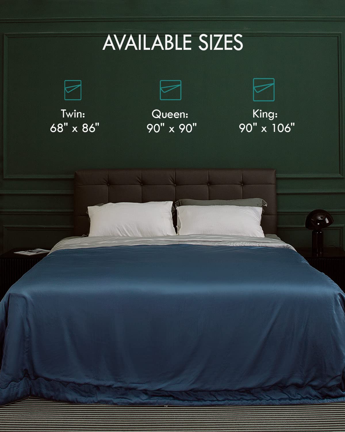 Kaisa Cooling Comforter King Size for Summer, Cool Bedding Comforter Breathable, Silky Soft Lightweight Duvet Insert with Corner Tabs, 106x90 Inches Blue Grey