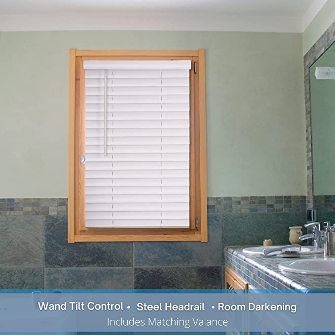 Lotus & Windoware Cordless, 2 Inch Vinyl Plus Blind 82" Wide x 60" Long, White (RTX8260WH)