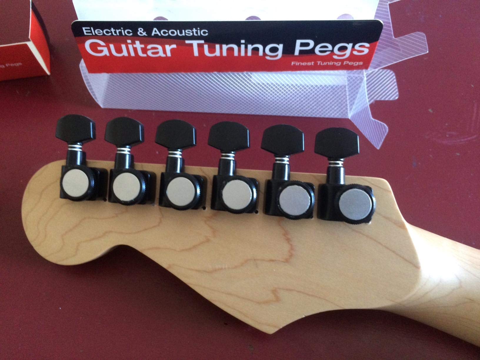 KAISH Black 2 Pin Locking Tuners Tuning Keys Pegs Machine Heads for American Stratocaster/Telecaster Strat/Tele