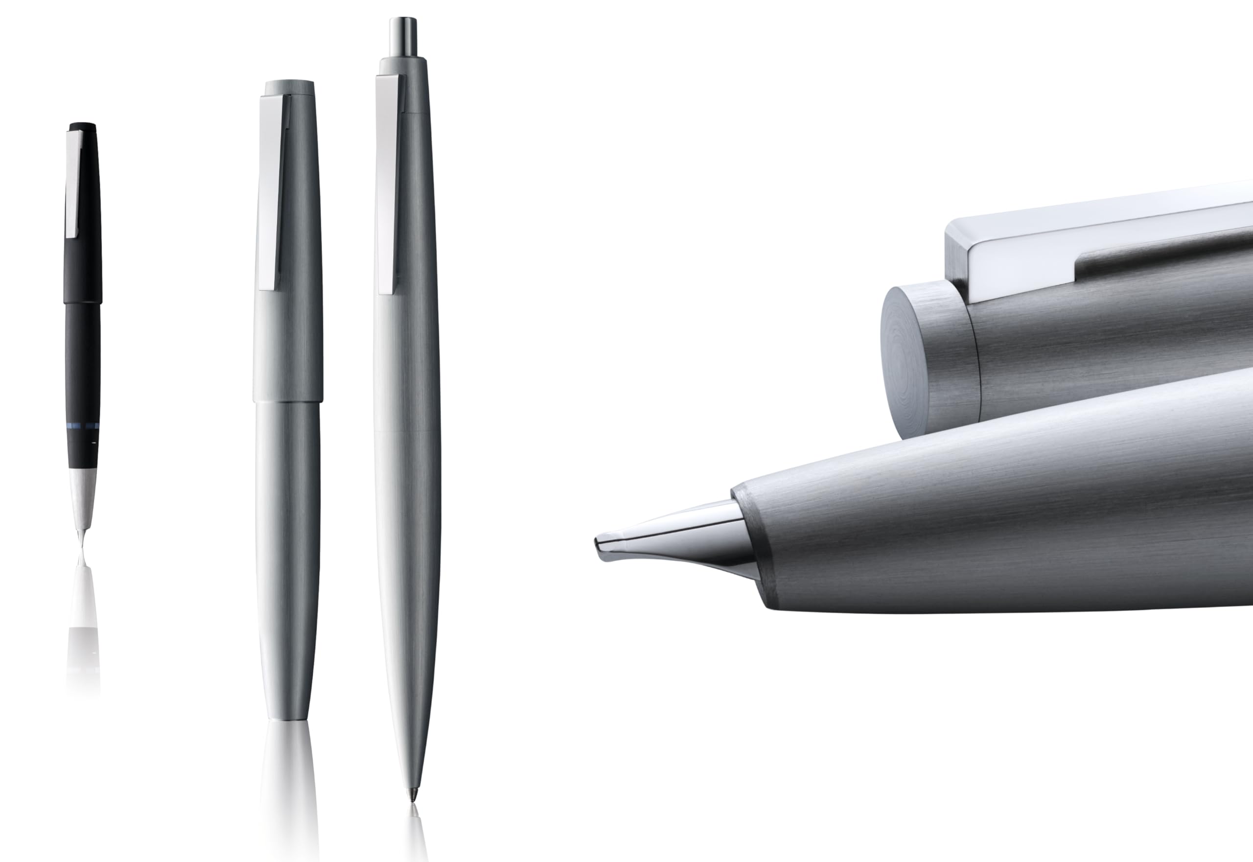 Lamy 2000 silver - elegant fountain pen in a velvety matt polished stainless steel barrel - 14 ct. gold nib, partially platinum-plated - nib size F