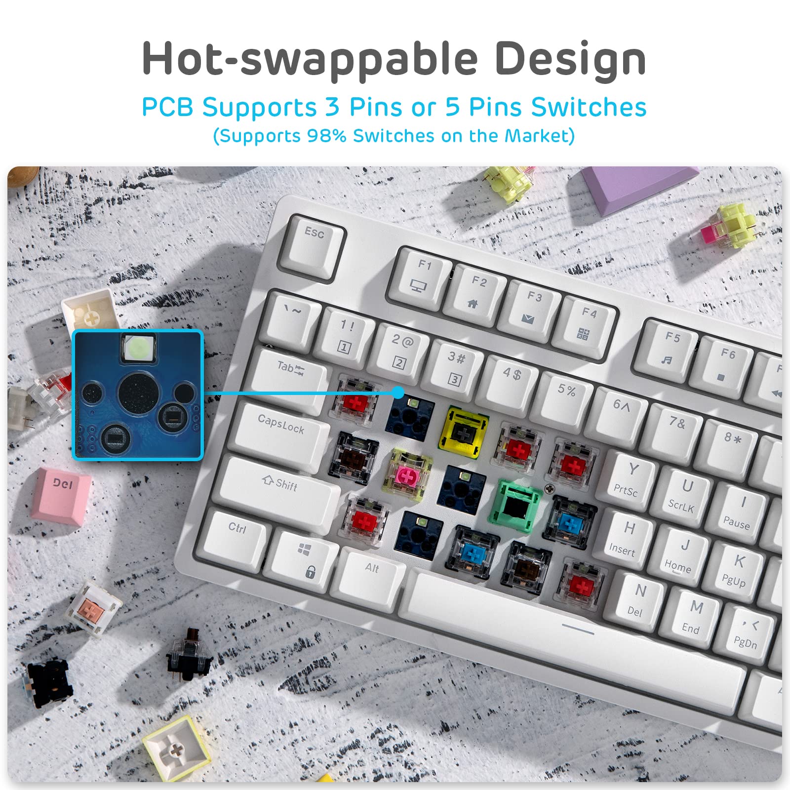 RK ROYAL KLUDGE RK89 85% Triple Mode BT5.0/2.4G/USB-C Hot Swappable Mechanical Keyboard, 89 Keys Compact Mechanical Keyboard with Detachable Frame & Software (Hot-Swappable Brown Switch, Black)
