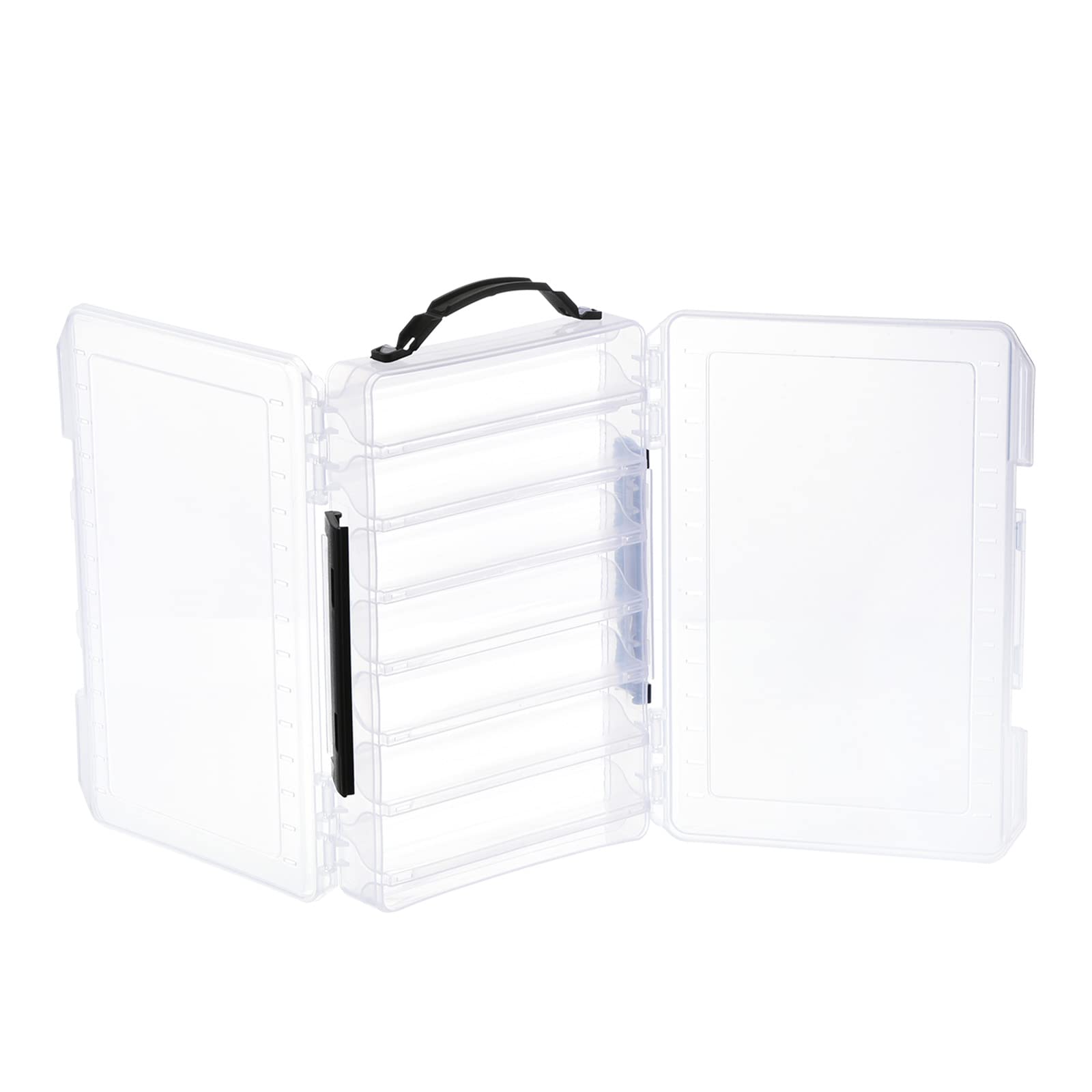 PATIKIL 2 Pack Double Side Fishing Lure Storage Box Large Plastic Fish Tackle Container Organizer, Clear White