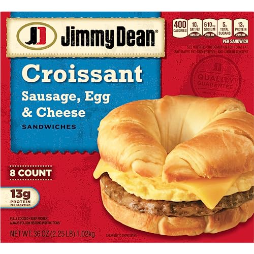 Jimmy Dean Sausage, Egg and Cheese Croissant Breakfast Sandwich, 8 Count (Frozen)