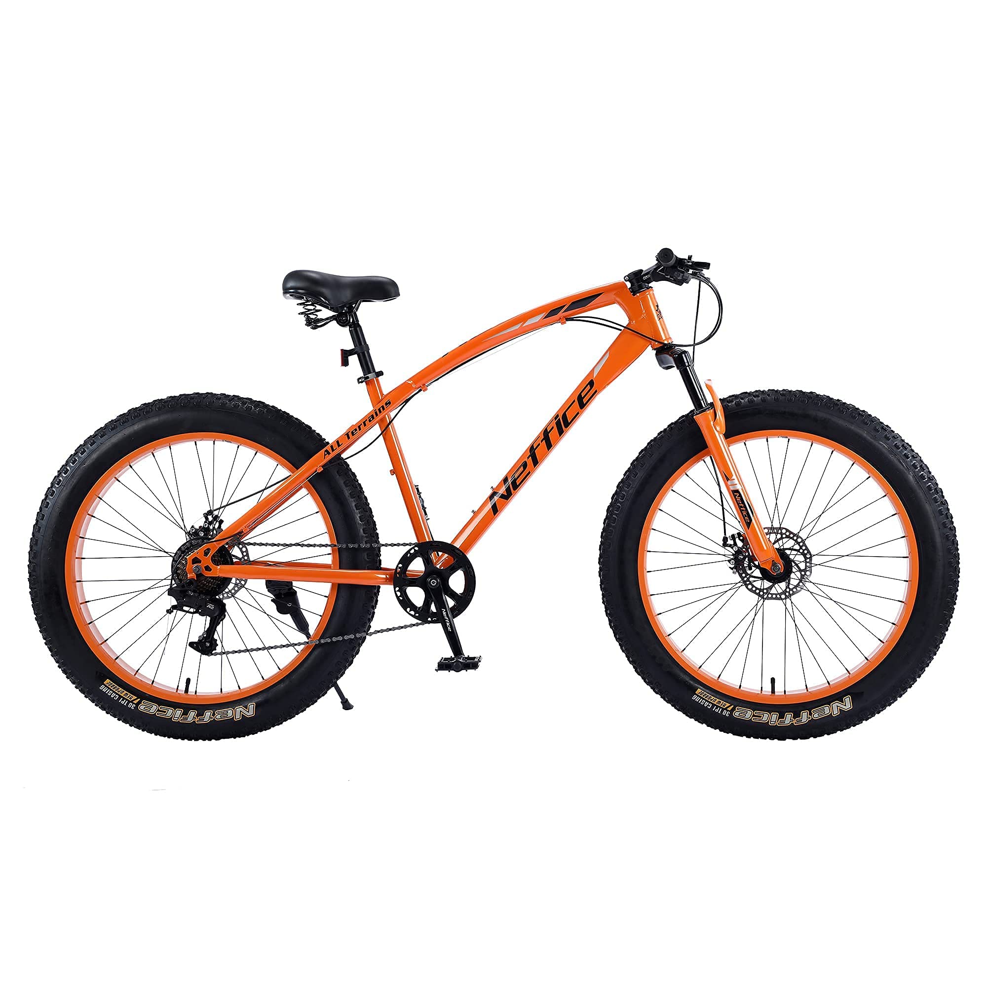 Neffice Fat Tire Mountain Bikes, 26-Inch Wheels, 4-Inch Wide Tires, 7-Speed, High Carbon Steel Frame, Bikes for Men