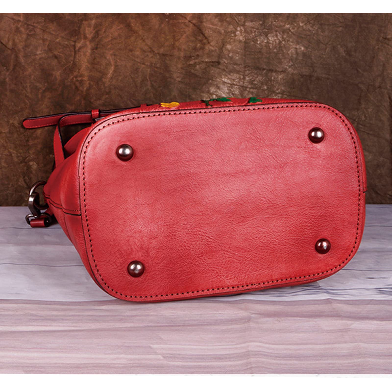 Retro Fashion Designer Shoulder Bag Soft Leather Women'S Crossbody Bag (Red)