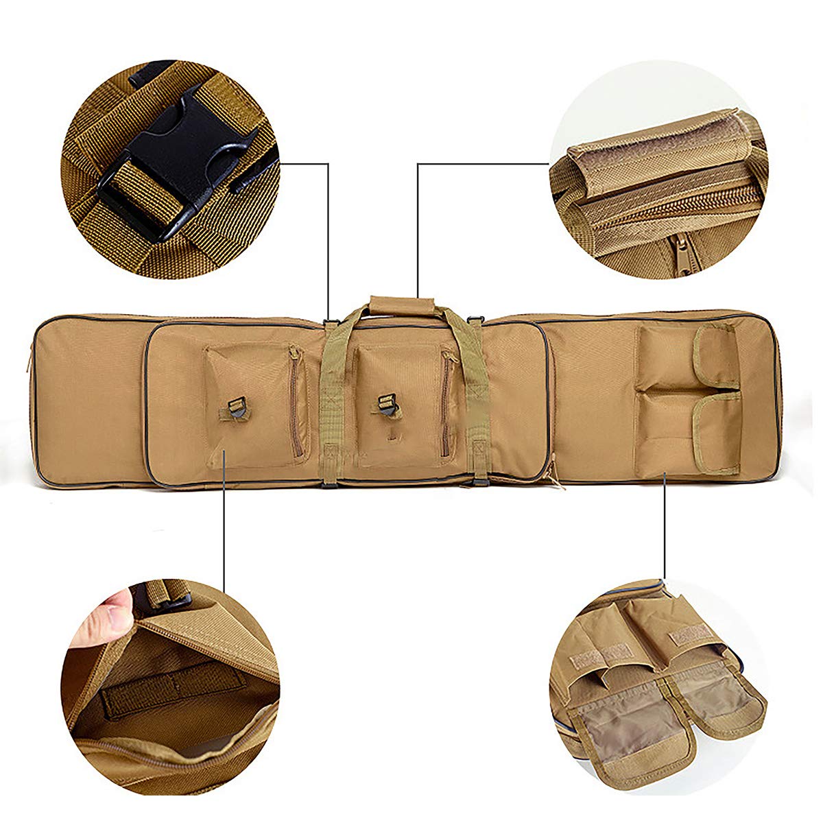 NAWAN Gun Bag Airsoft Storage Bag Backpack Rifle Box Handbag Tactical Rifle Box(Khaki,37.4 Inch)