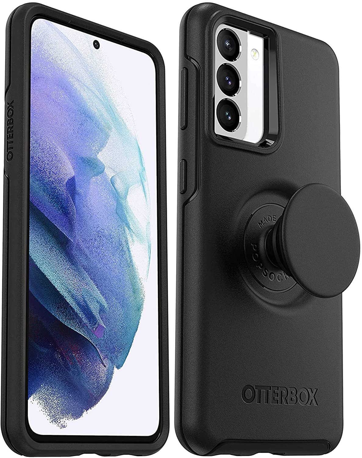 OtterBox + PopGrip Symmetry Series Case for Galaxy S21 5G (ONLY - NOT for The Plus Or Ultra Models) - Non-Retail Packaging - Black