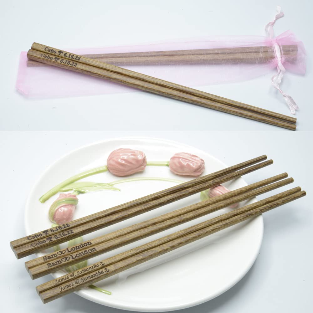Personalized Reusable Chopsticks Wooden Chop Sticks for Beginners Custom Engraved Chopsticks Chinese Christmas Gifts Housewarming Gifts Unique House Warming Gifts for New Home (60PC)