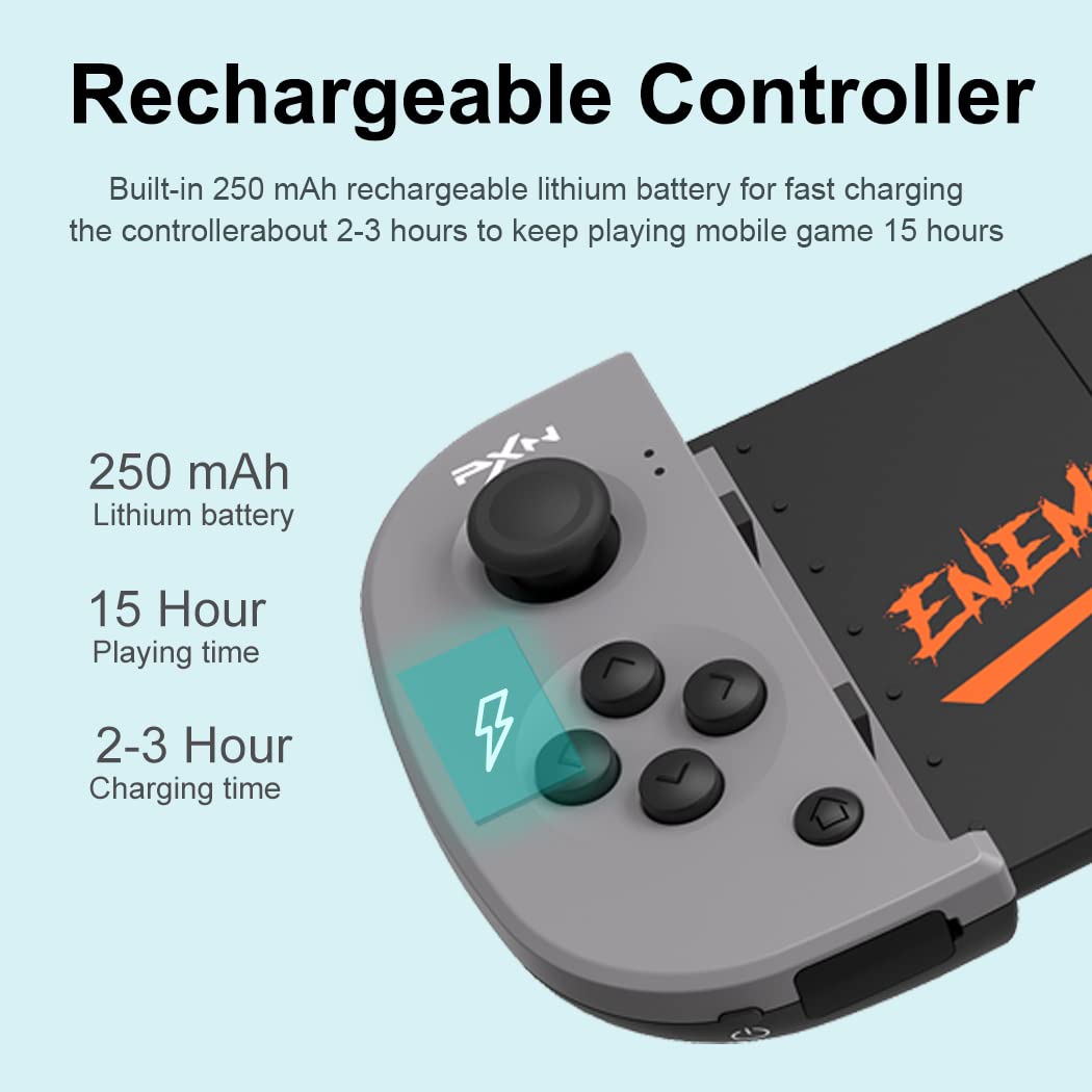 Mobile Game Controller, PXN P30PRO Retractable Low Latency FPS Game Gamepad, Micro USB Plug and Play E-Sports Gamepad for 4-6.67inch (Stretch: 6.5) Android/Apple/Samsung Smartphones - Gray