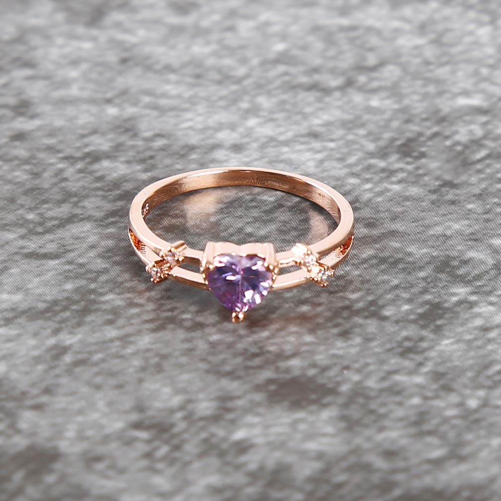 LZIYAN Heart Shape Purple Zircon Rings Charm Fashion Ring Jewelry for Women,Size 7