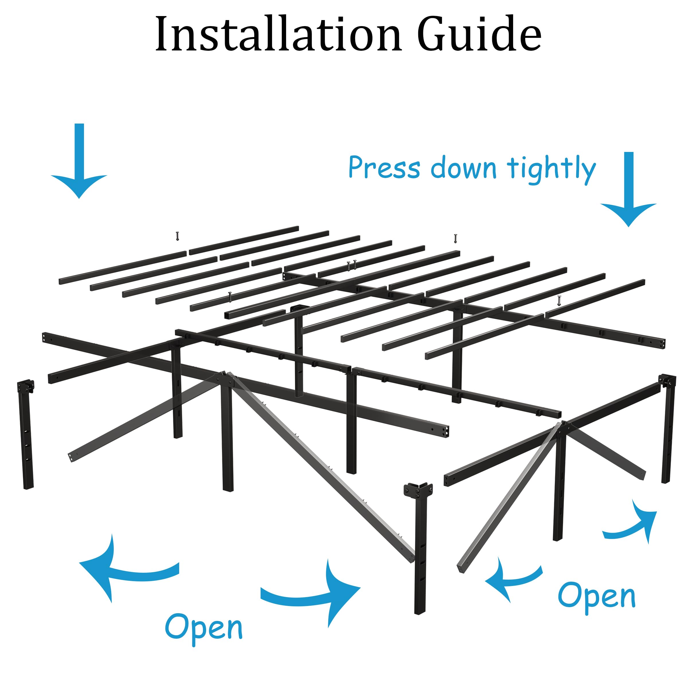 Jebosam 18 inch High Bed Frame Full Size Heavy Duty Platform Steel Support 2500 lbs Full Size Bed Frame No Box Spring Needed Non-Slip Noise Free Easy to Assembly Black Metal Bed Frame Full