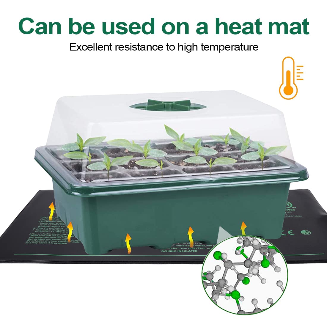 JCBritw 6-Pack Seed Starter Trays, 72-Cell Thickened Seed Starter Kit with Humidity Dome, Flat Reusable Plant Germination Trays with Drain Hole, Seeds Propagation Tray