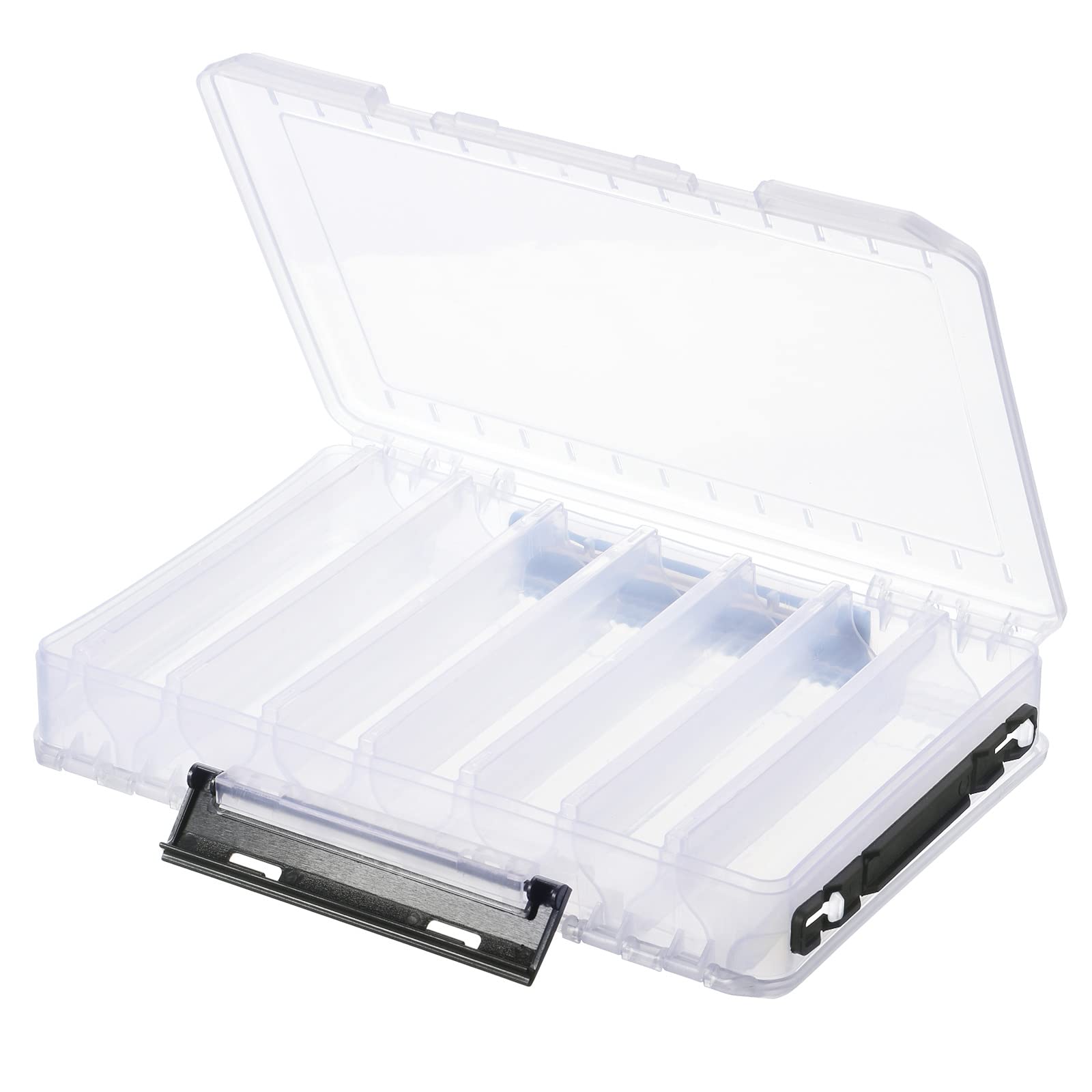 PATIKIL Double Side Fishing Lure Storage Box Large Plastic Fish Tackle Container Organizer, Clear White