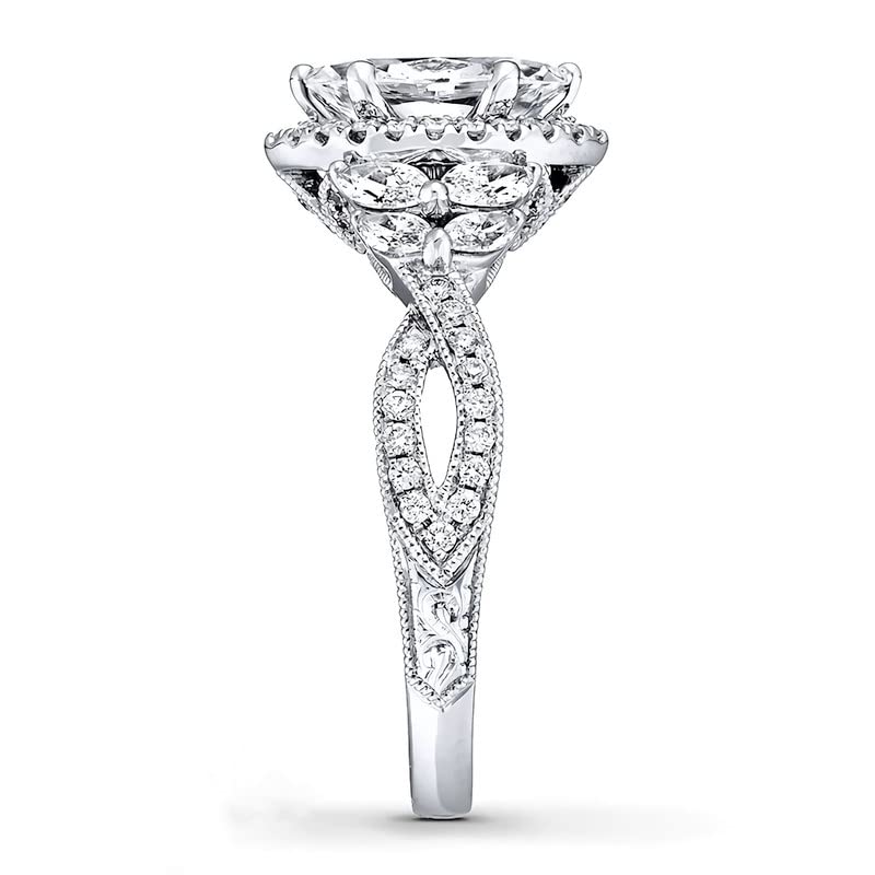Molioaki 1-3/8 Carat (ctw) D-VVS1 moissanite engagement rings for women Platinum Plated Silver moissanite rings-Y-5