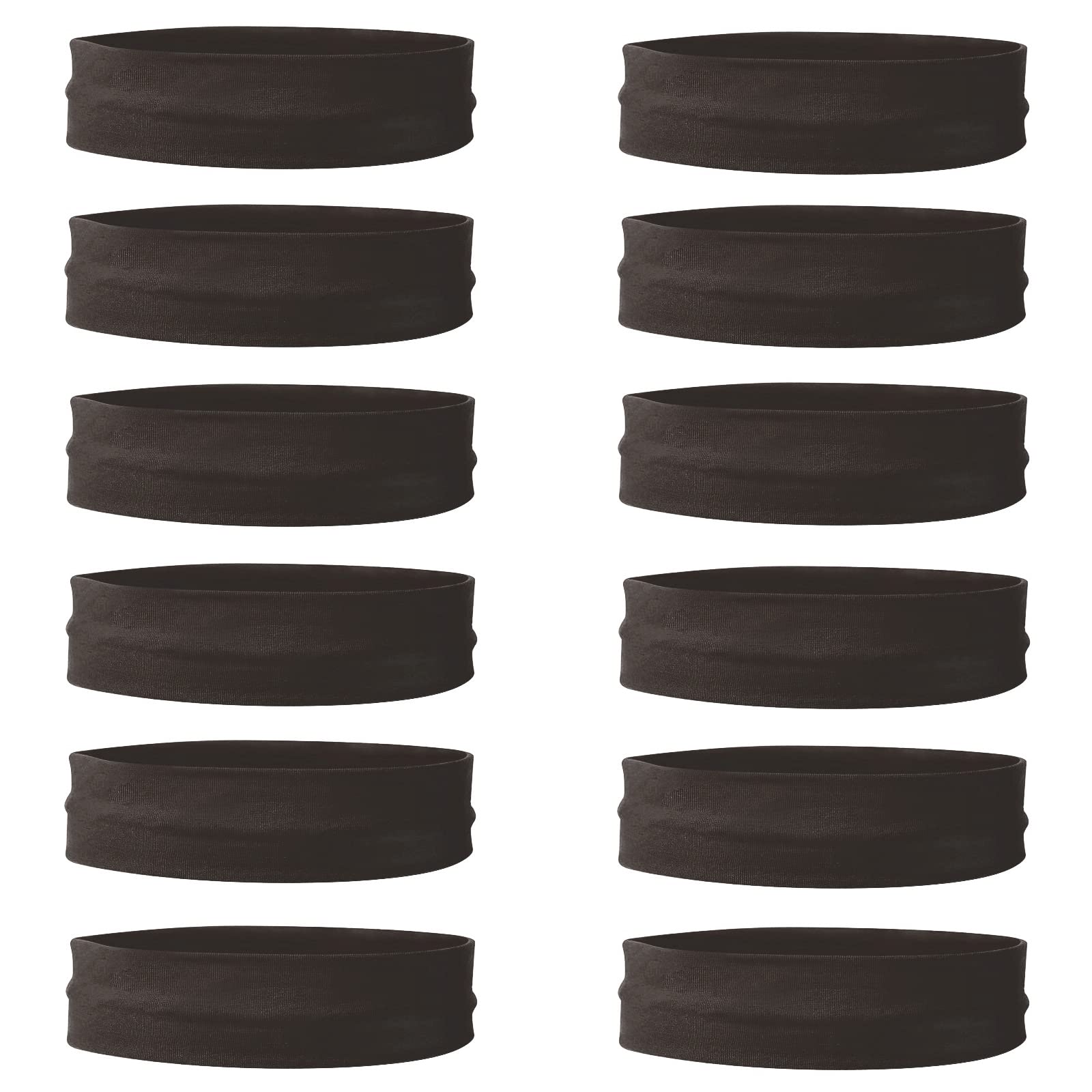 Ronnorr 12 Pack Stretch Headbands Mixed Colors Yoga Sports Hairband for Women Soft Elastic Athletic Hair Accessories (black-colored)
