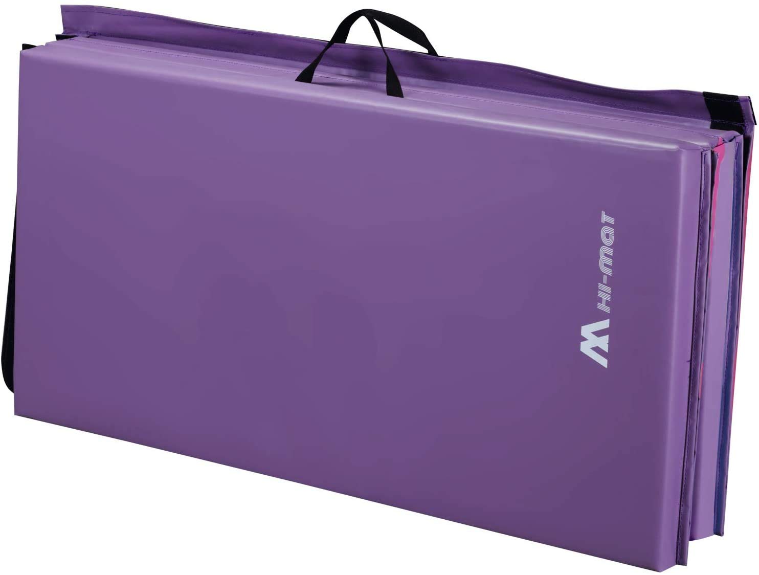 M HI-Mat 2'' Thick Gymnastics Mat,Portable Folding Exercise Mat,Aerobics,Yoga, Martial Art (Rose Red&purple)