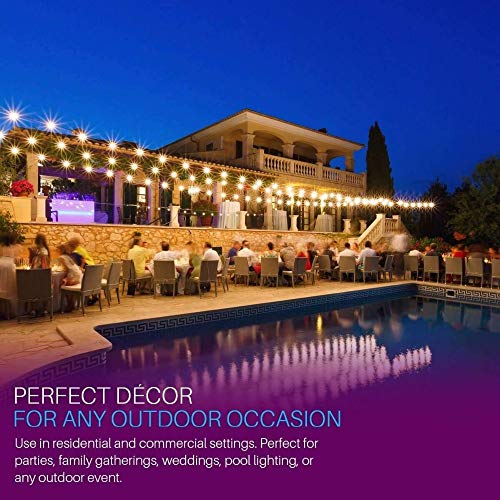 Svater Outdoor String Lights 100ft, Patio Lights Outside with 52 Shatterproof LED Edison G40 Bulbs, Waterproof Hanging Globe Lighting for Bistro Backyard Cafe Market, Warm White