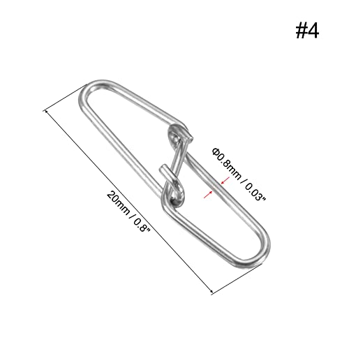PATIKIL Duo-Lock Snaps, 100 Pack 66LBS Stainless Swivel Slid Rings Fishing Tackle Kit for Saltwater Freshwater, Silver