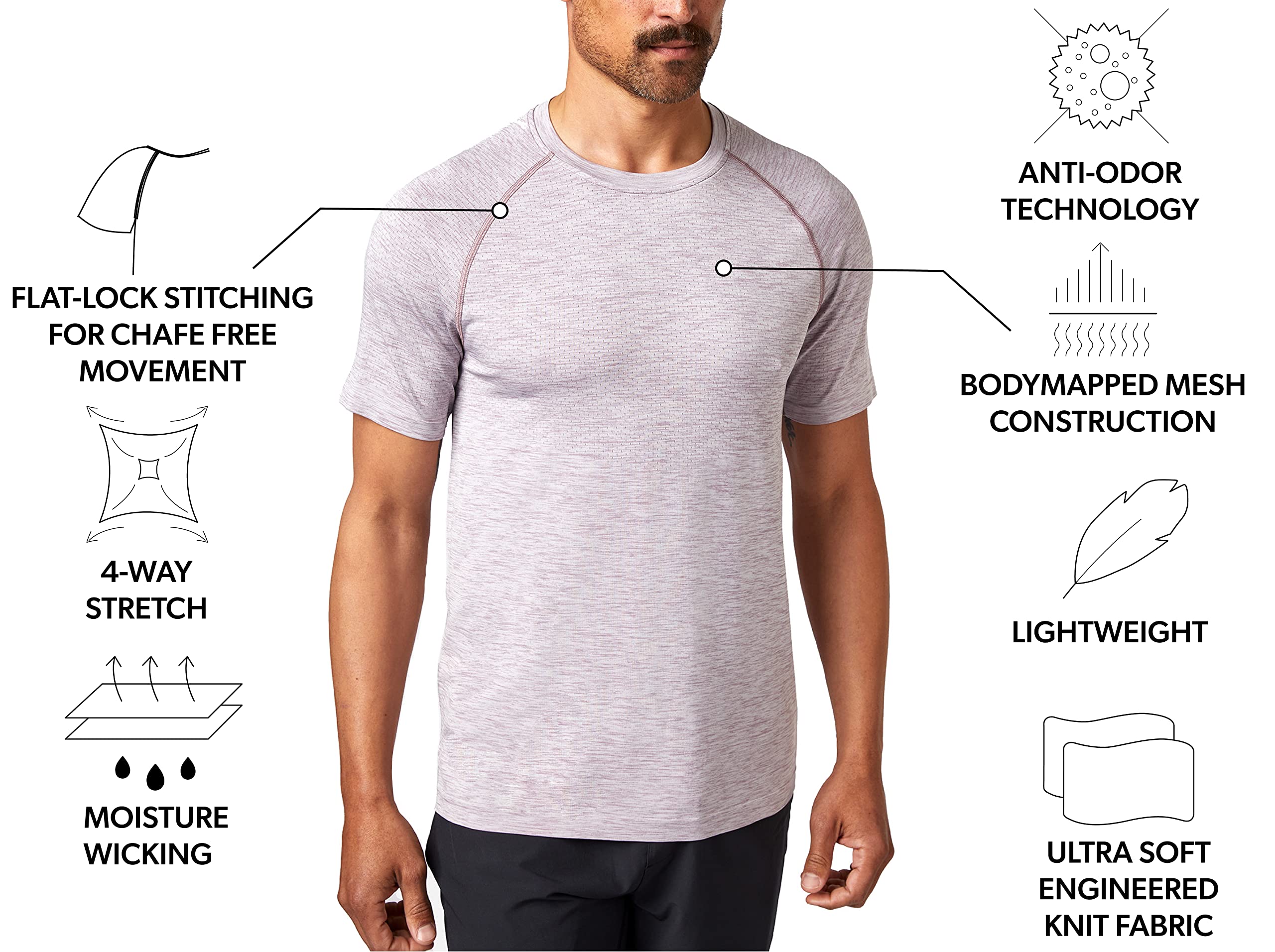 Rhone Men's Seamless, Elderberry Heather, Small
