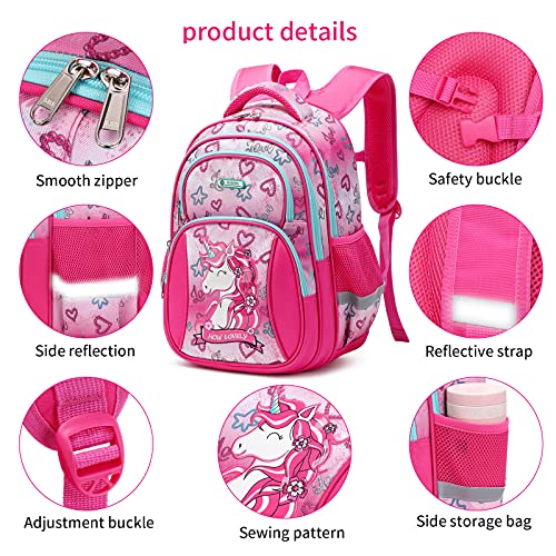 Kids Backpack for Girls Preschool Elementary Kindergarten Unicorn School Bag 15.6″ Multifunctional Cute Large Capacity