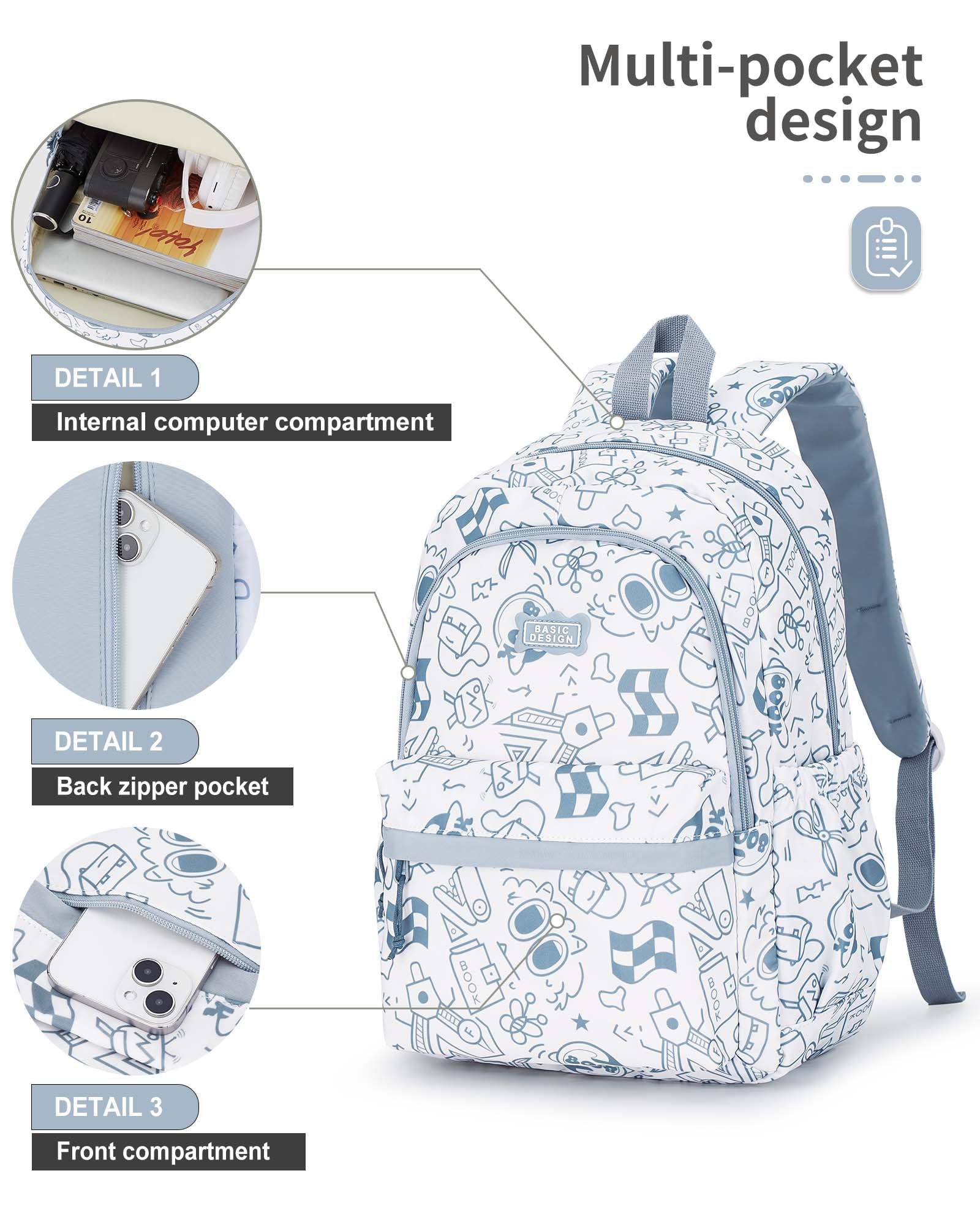 kibachev Blue Cute Backpacks Kawaii Backpack for Aesthetic Backpack College Backpack Preppy Backpack