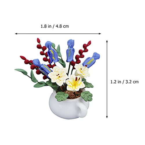 VALICLUD Mini White Pot Green Plant Flower Ornaments Desktop Accessories Tabletop Accessories Supplies Flower Model Mini Fake Plants Mini Plant Decor Resin Flower Decoration Artificial