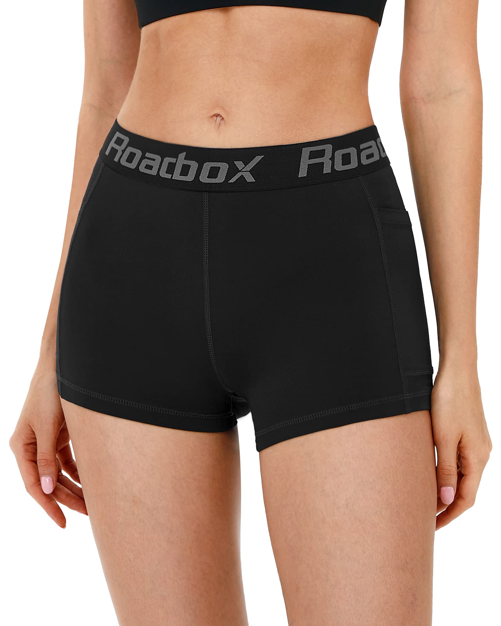 Roadbox 3" Spandex Compression Shorts - Breathable Athletic Performance Yoga Shorts for Outdoor Gym Exercise