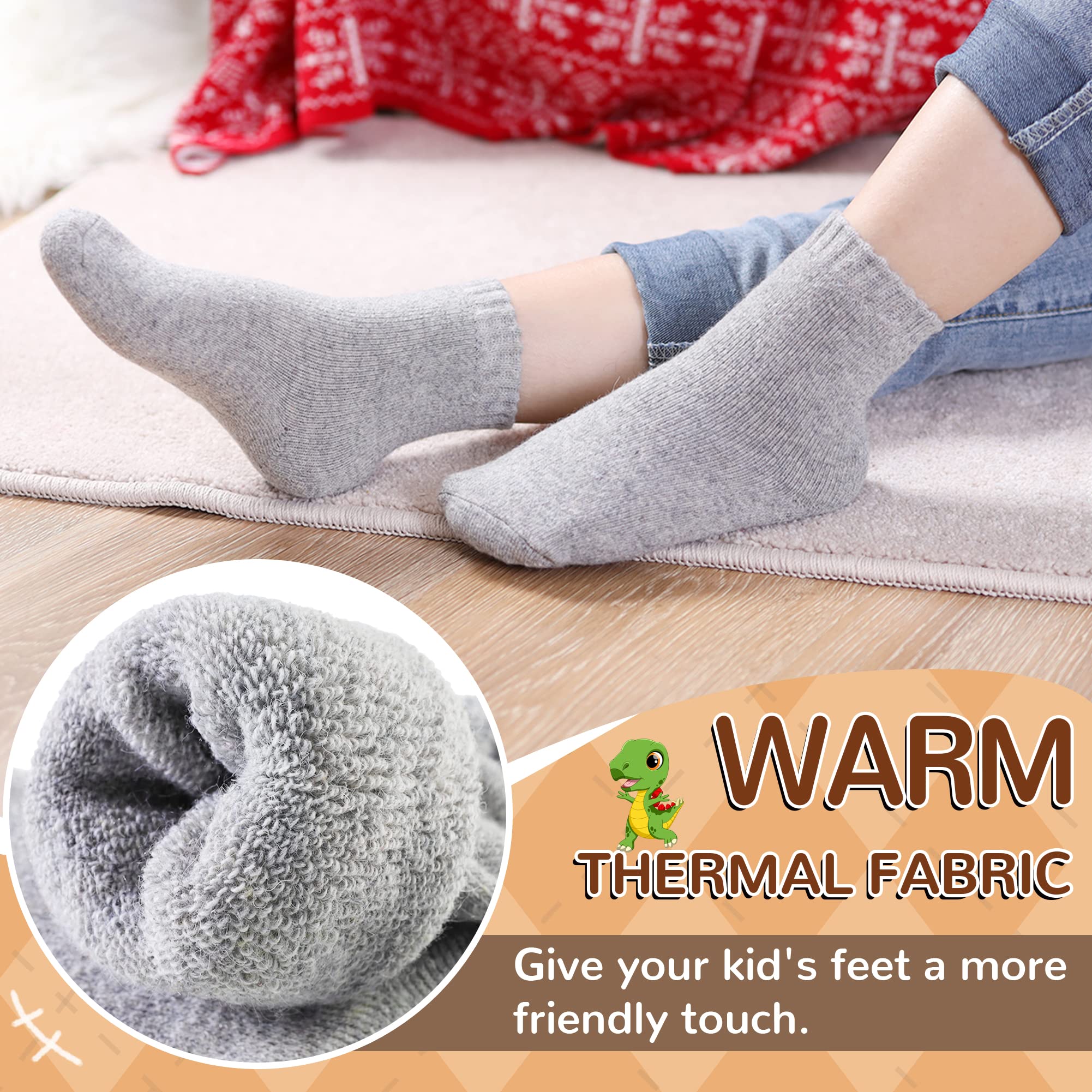 Kids Merino Wool Socks Boys Girls Hiking Boot Winter Thermal Warm Cozy Soft Toddler Thick Crew Socks 6 Pairs (6 Pairs Solid Color B, 4-7 Years)