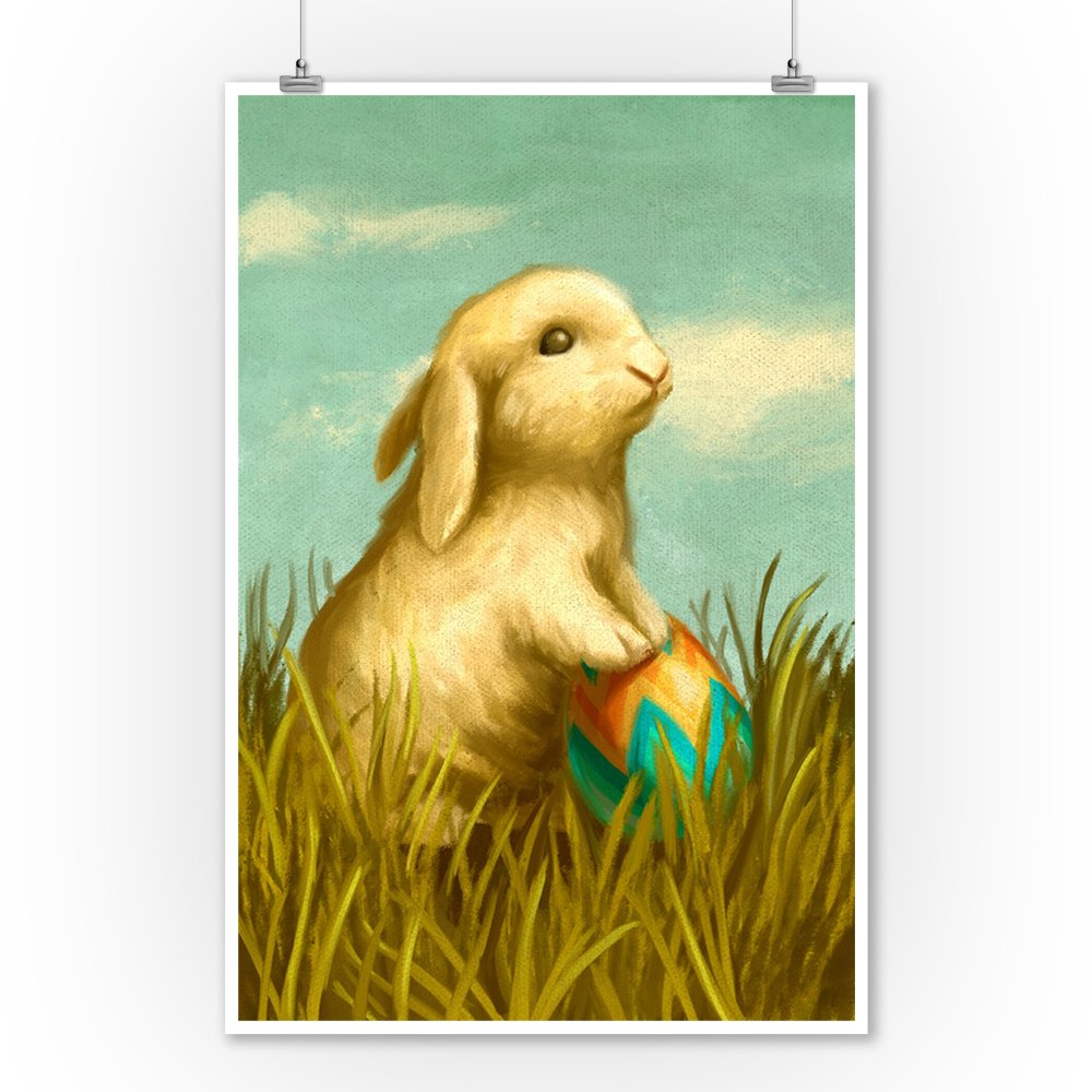 Lantern Press 9x12 Inch Art Print Wall D√©cor, Easter Bunny, Oil Painting