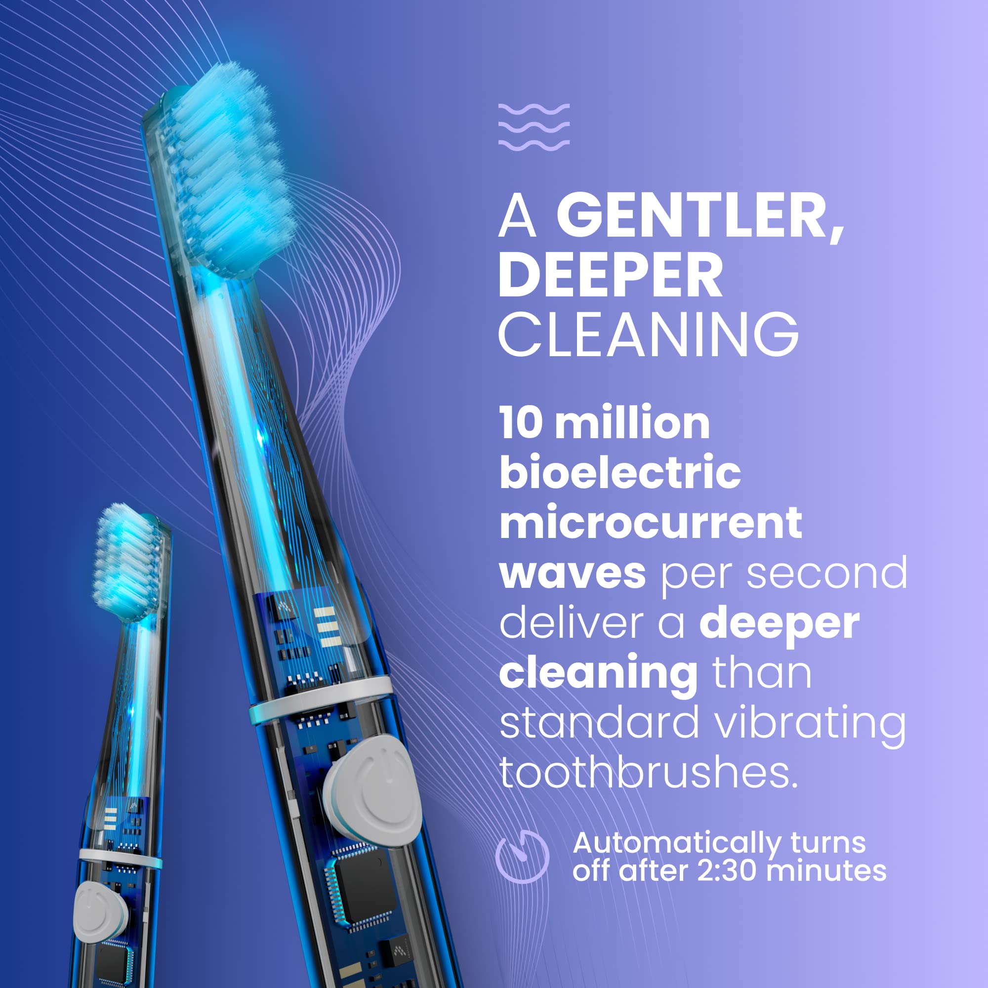 Tromatz Simple Pro Battery Powered Electric Toothbrush, Gentle & Deep Cleaning with New Bioelectric Microcurrent Wave Technology | for Sensitive Teeth & Gums - Black