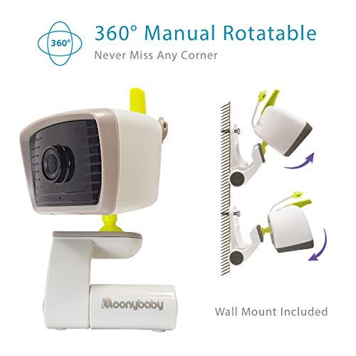Moonybaby Split Screen Baby Monitor with 2 Cameras and Audio, Model: Split 30, No WiFi, Extended 12hrs Battery Life, Wide View, Long Range, Auto Night Vision, 4.3" Large Screen, Lullaby, 2-Way Audio