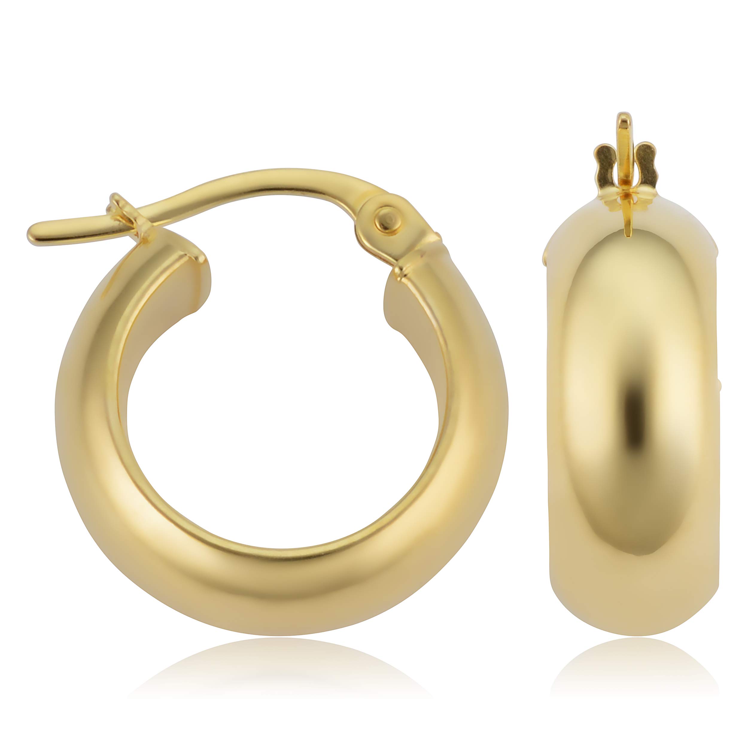 Kooljewelry 14k Yellow Gold Small Round Hoop Earrings (5.7 mm x 10 mm)