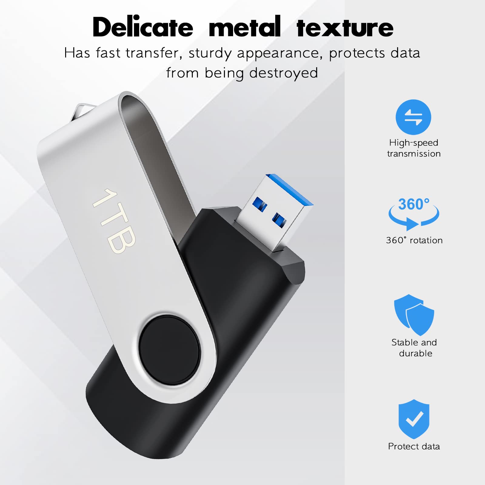 USB Flash Drive 1tb Portable Thumb Drives USB Memory Stick Large Storage 1000G USB Drive External High-Speed Jump Drive, Swivel Bulk Zip Drive for PC/Laptop/Computer