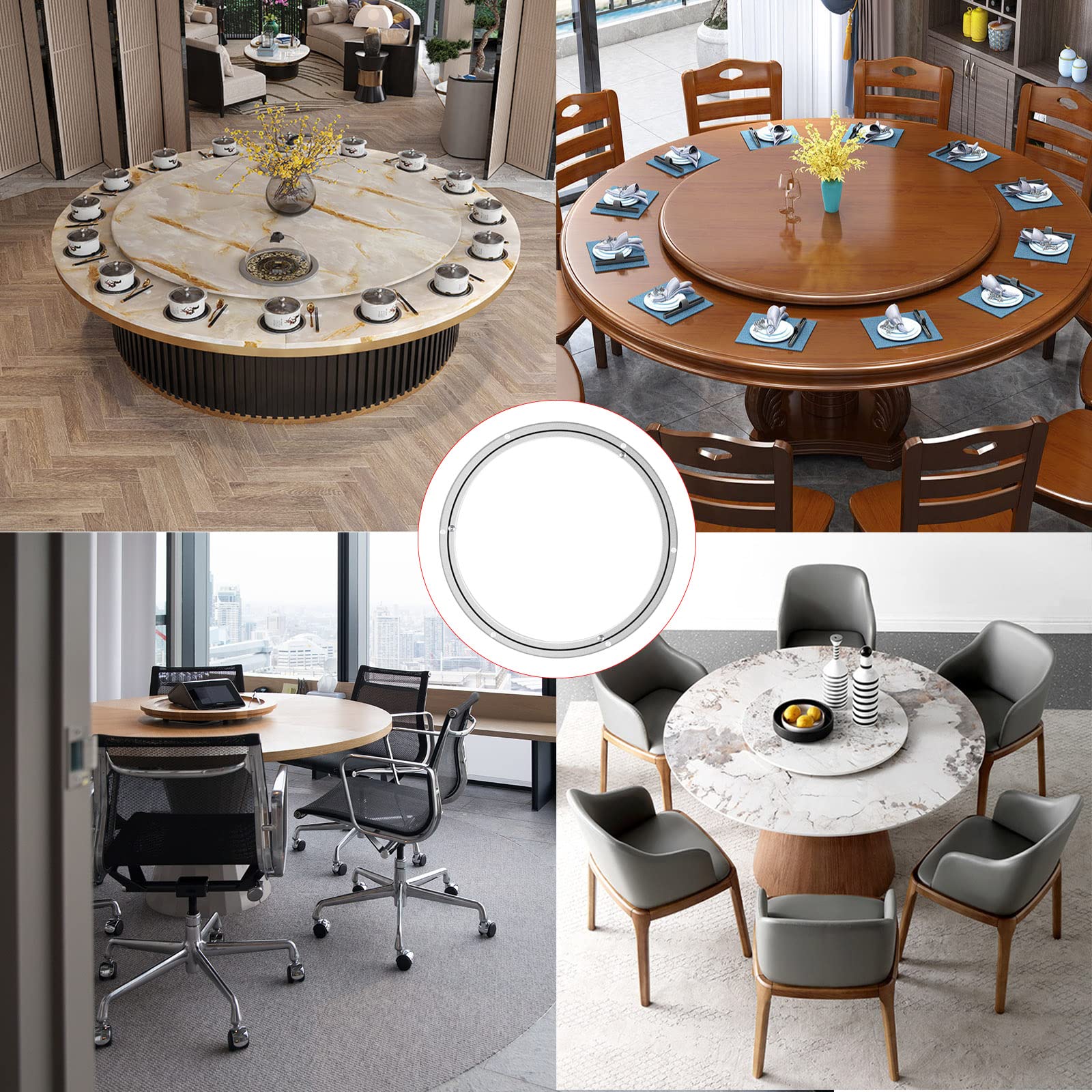 Lazy Susan Bearing Rotating Turntable Bearings Swivel Plate Hardware Aluminum Metal for Dining-Table and Workbench (12 Inchs) …