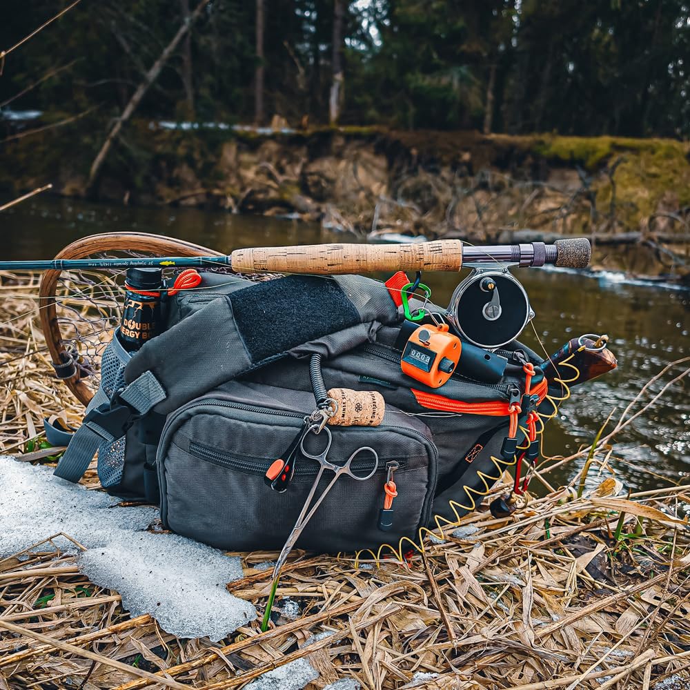 Raprance Fly Fishing Sling Pack Chest Bag Fishing Tackle Storage Shoulder Bag (Black)