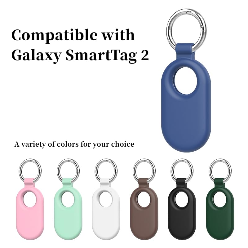 LDSXAY Compatible with Samsung Galaxy SmartTag2 Case, Scratch Resistant Silicone Protective Skin Cover for Galaxy SmartTag2 Case with Key Ring, Soft Touch (Brown)