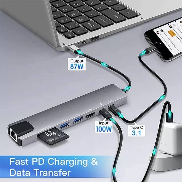 USB Hub USB Type C Hub 3 0 Multi Function Adapter 8 in 1 for MacBook Pro Air Ipad Matebook OEM Status Charging Card ABS 8-Port Ultra Slim Data Hub Pro XPS Notebook PC USB Flash Drives Mobile