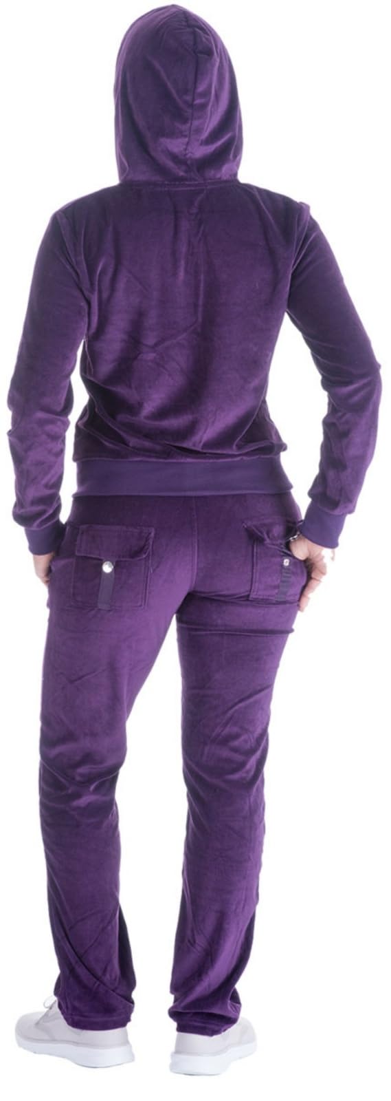 LeeHanTon Women Jogging Suits Sets Velour Outfit Athletic Zip Up Hoodie and Sweatpants Solid Workout 2 Pieces Tracksuit Purple M