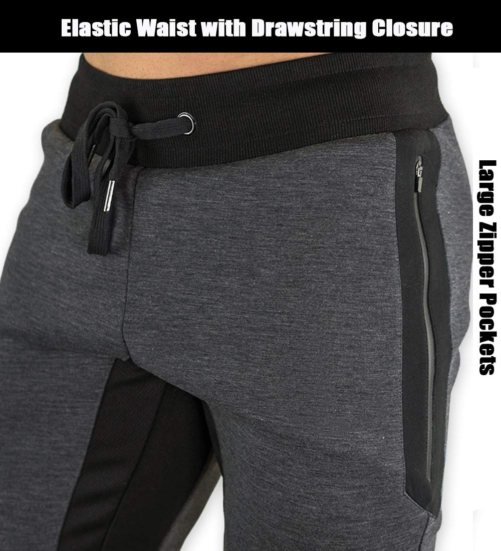 MAGCOMSEN Mens Capri Joggers with Zipper Pockets 3/4 Sweatpants Knee Length Shorts Running Shorts Training Shorts Capri Shorts Workout Pant for Men