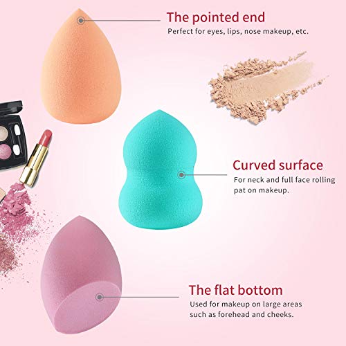 Makeup Sponge 18 Pcs Set-Beauty Sponge Foundation Blending Sponge with 2 Pcs Egg Sponge Blending Holder Stand, Flawless for Liquid & Creams & Powers (Sponge stand color random)