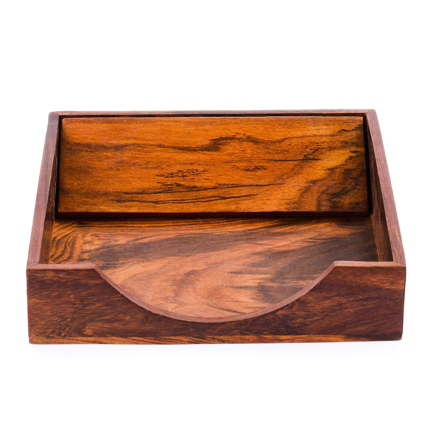 Rusticity® Wood Paper Napkin Holder for Napkin and Tissues - Sleek Design | Handmade | (7x7 in)