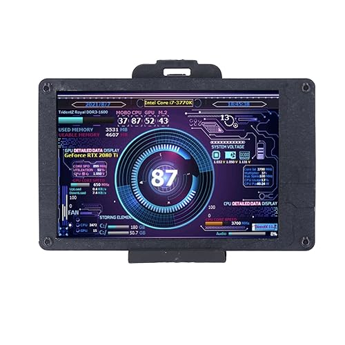 USB Mini Screen, Customizable Energy Saving Mini Size Adjustable Brightness Computer RAM Monitor 3.5 Inch Various Functions for Home Use (with Elbow Line Motherboard Line)