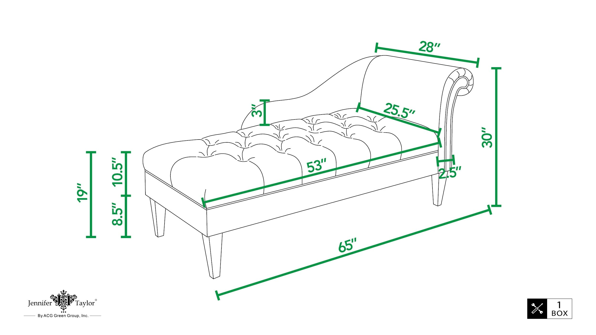 Jennifer Taylor Home Harrison Tufted Roll Arm Chaise Lounge, Antique White Polyester